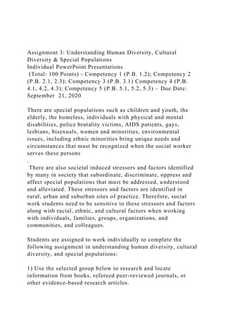 Assignment 3 Understanding Human Diversity, Cultural Diversity .docx