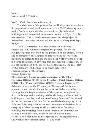 Assignment 3 VoIP Part 1 (Work Breakdown Structure)This ass.docx ...