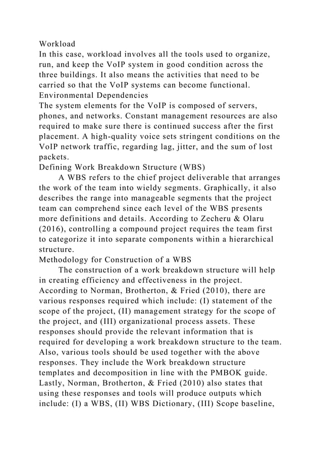 Assignment 3 VoIP Part 1 (Work Breakdown Structure)This ass.docx ...
