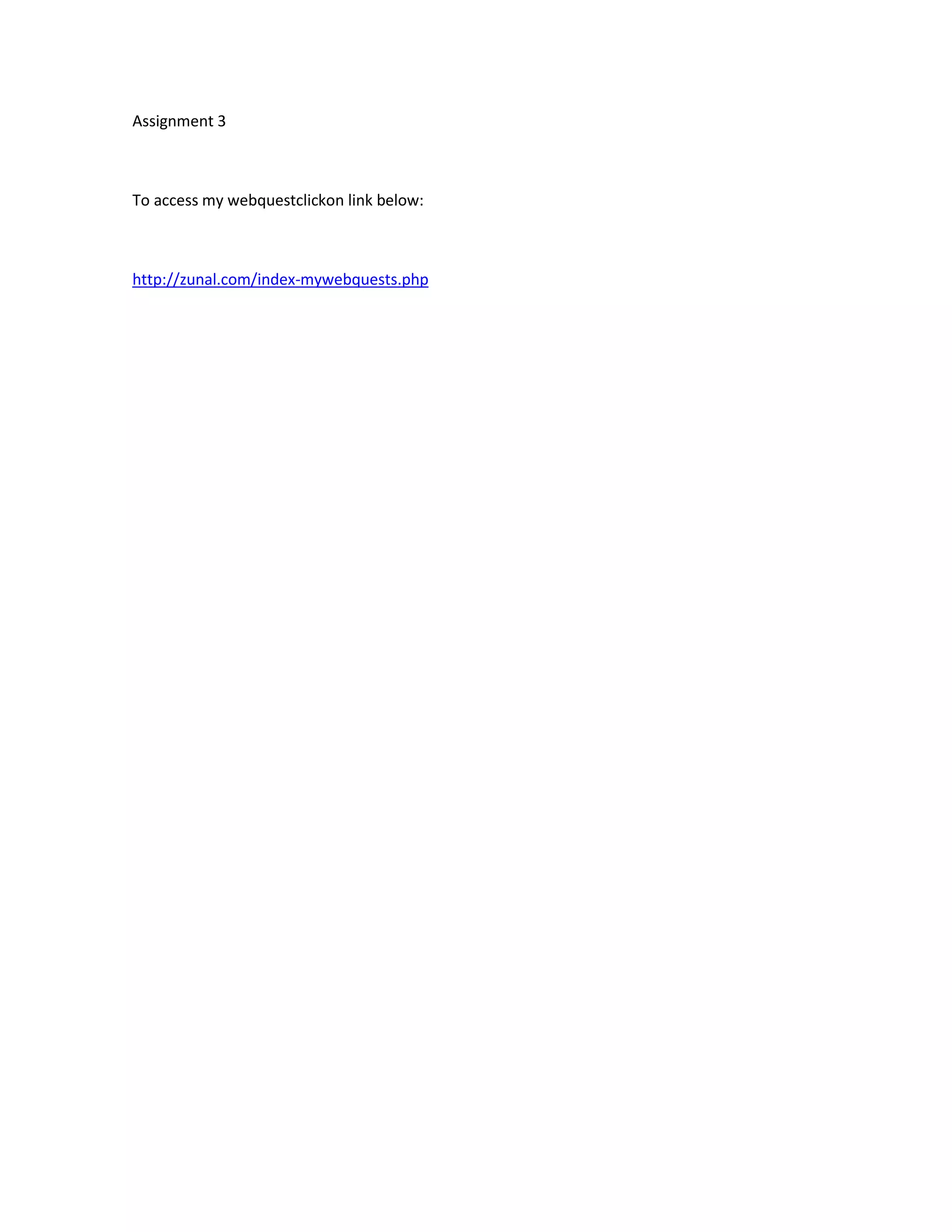 Assignment 3 webquest | PDF