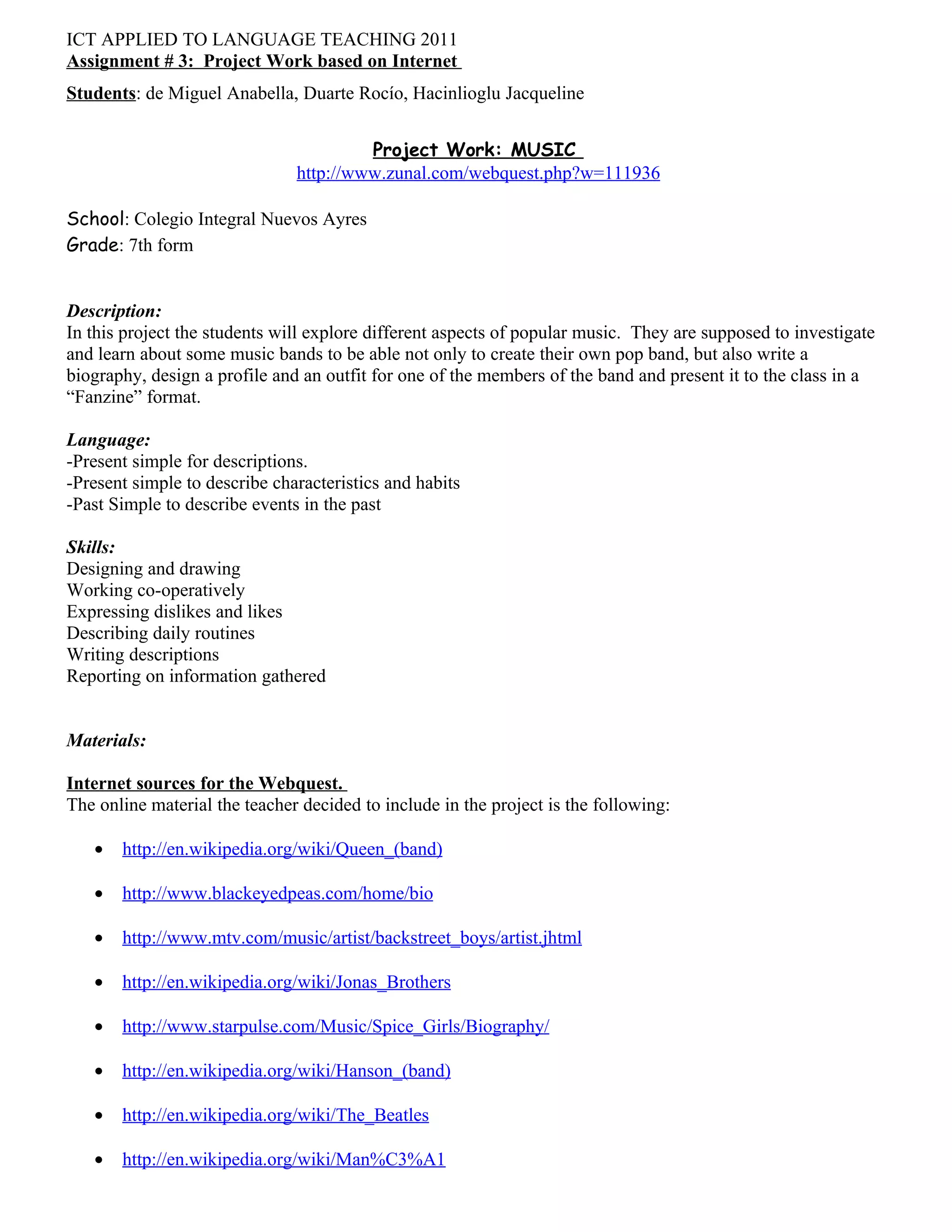 Assignment 3 webquest lesson plan | DOC