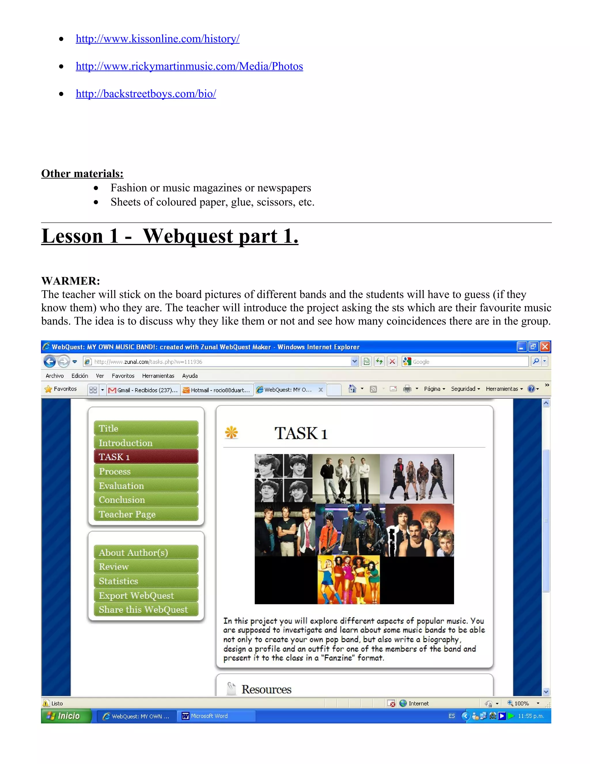 Assignment 3 webquest lesson plan | DOC