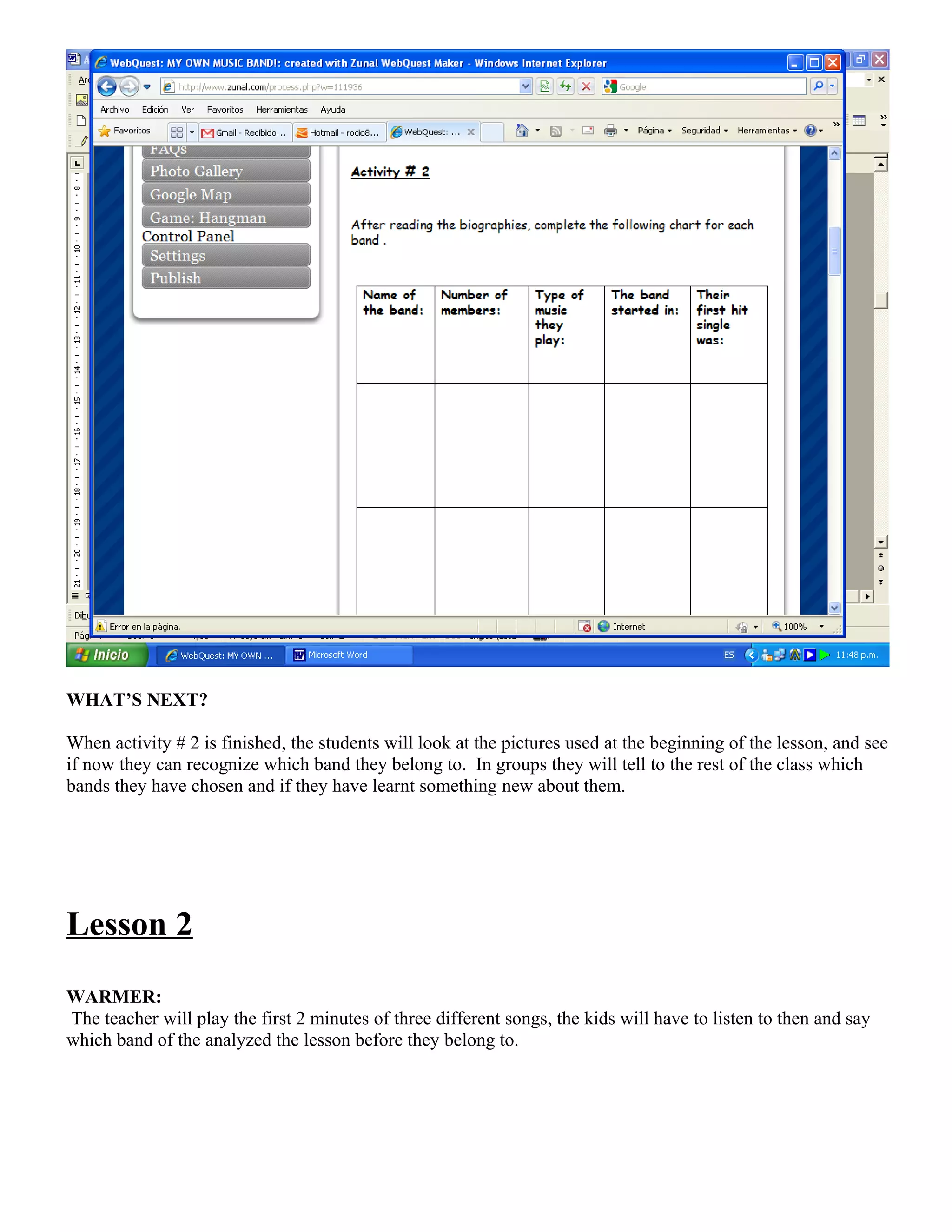 Assignment 3 webquest lesson plan | DOC