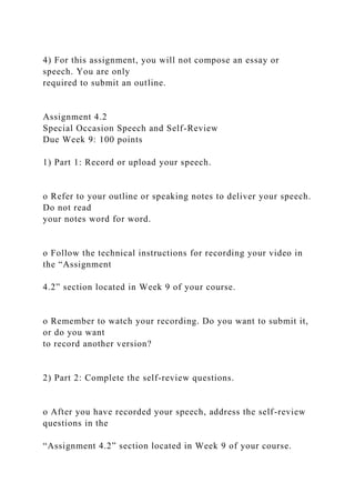 Assignment 4.1 Outline Assignment 4.2 Speech.docx | Homework and Study | Education