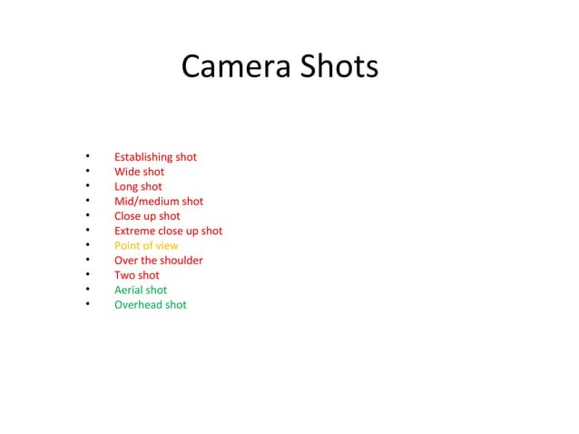 Assignment 4 camera shots, angles, movement, composition.odp 1 | ODP