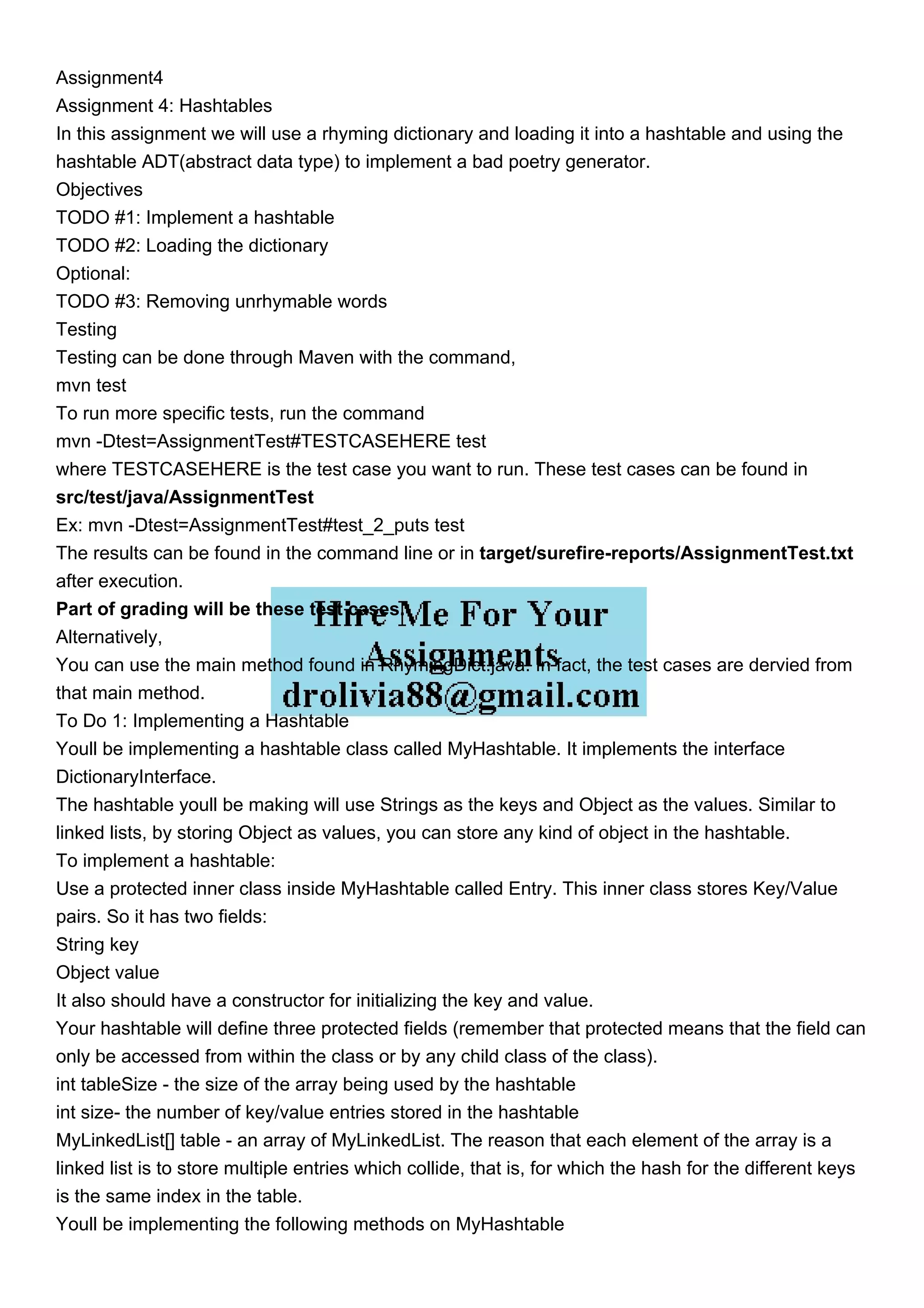 Assignment4 Assignment 4 Hashtables In this assignment we w.pdf