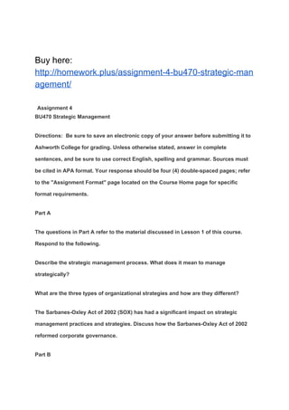 ASSIGNMENT 4 BU470 Strategic Management | PDF