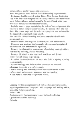 Assignment 4 Contemporary Issues in Modern Police Operations and .docx