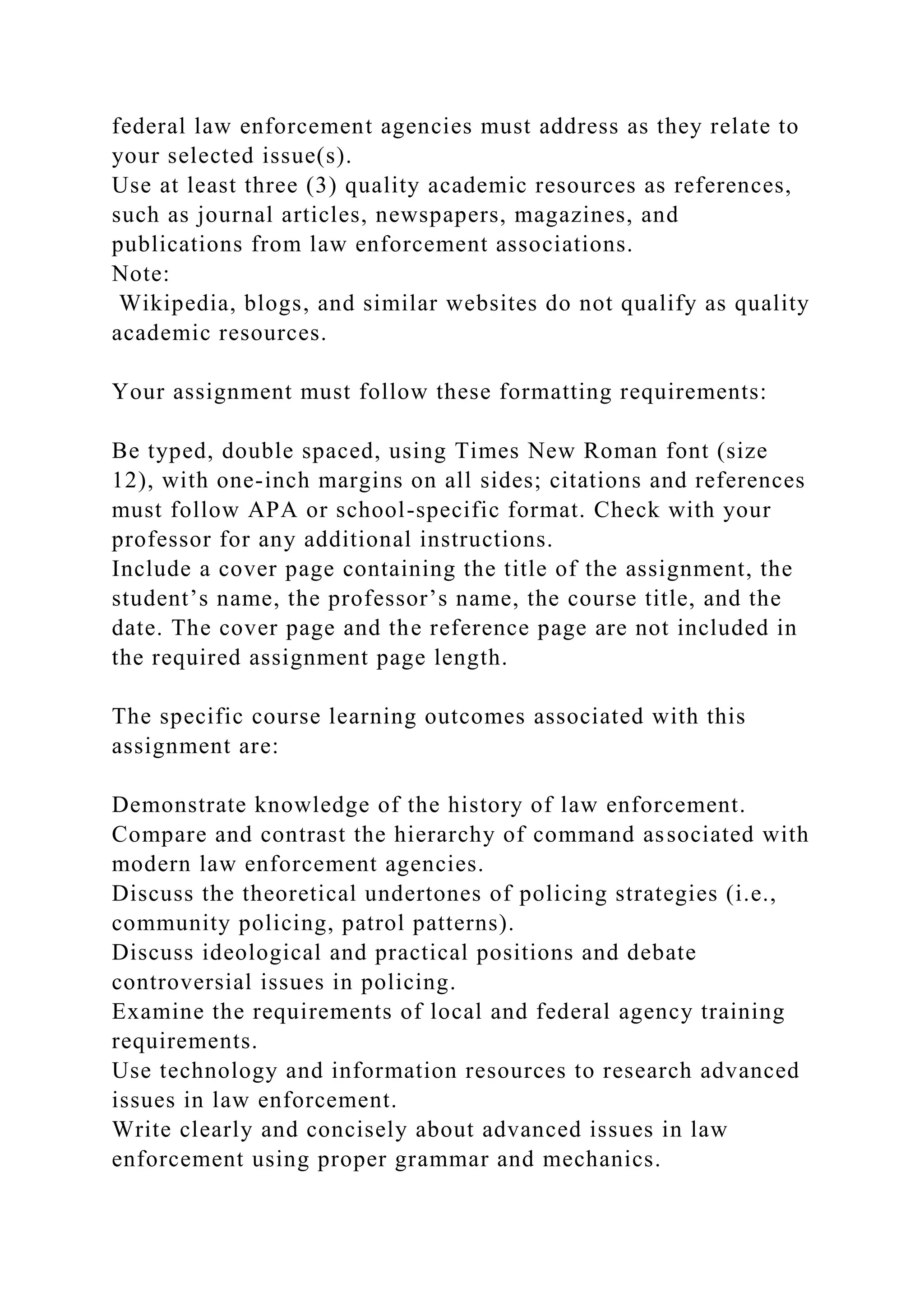 Assignment 4 Contemporary Issues in Modern Police Operations and .docx