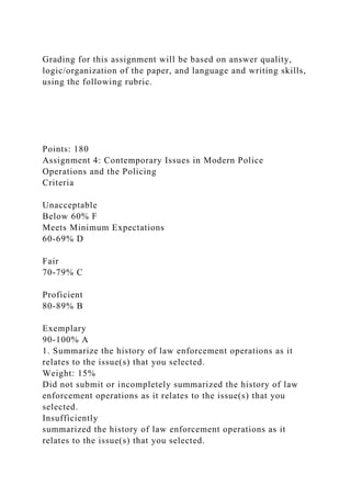 Assignment 4 Contemporary Issues in Modern Police Operations and .docx
