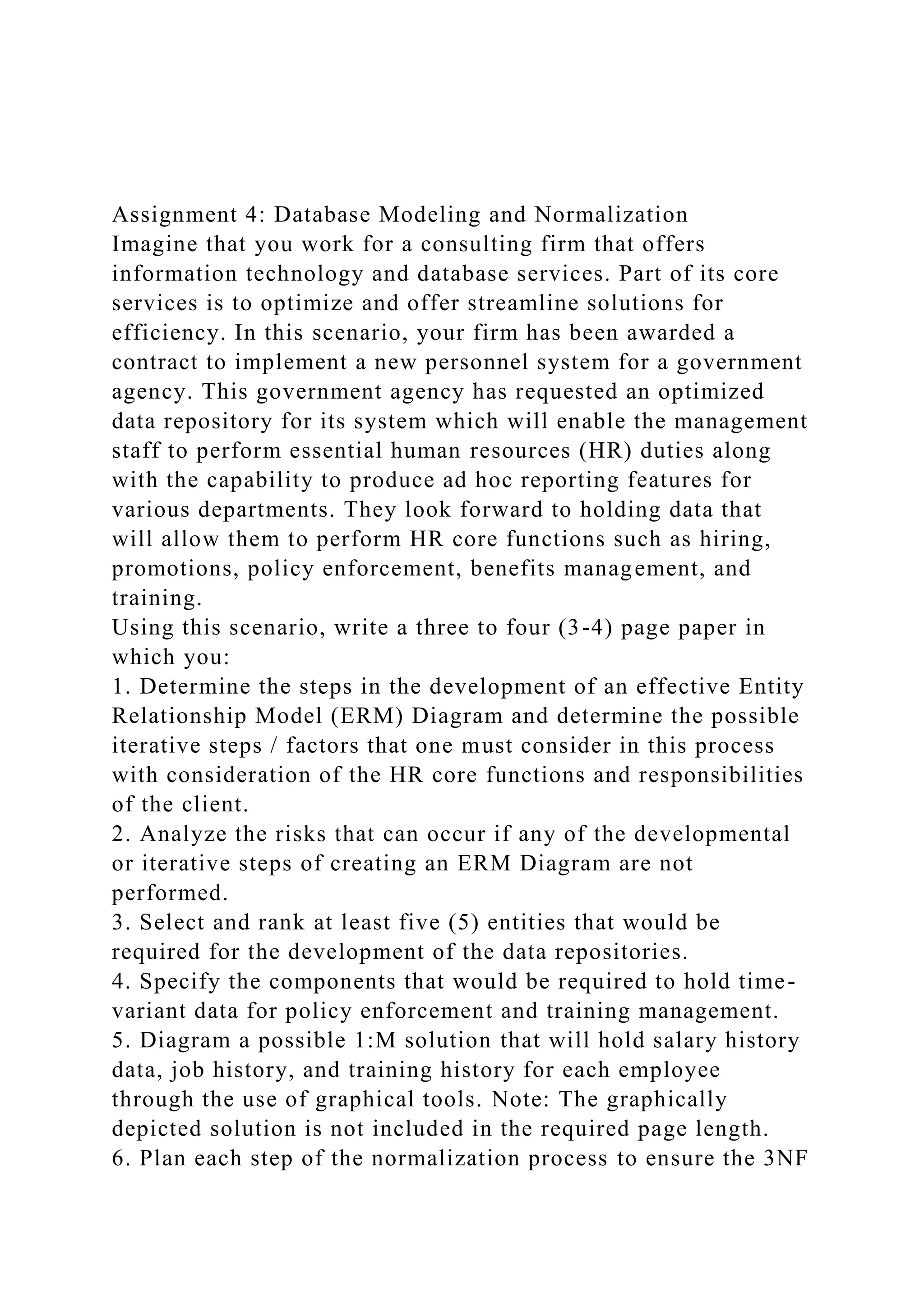 Assignment 4 Database Modeling and Normalization Imagine that.docx