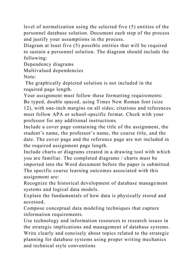 Assignment 4 Database Modeling And Normalizationimagine That Yodocx