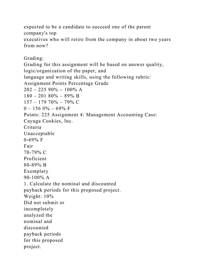 Assignment 4 Management Accounting Case Cayuga Cookies, Inc..docx ...