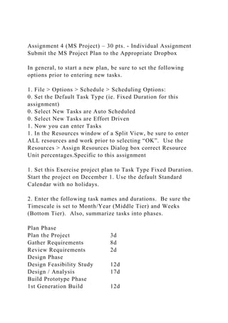 Assignment 4 (MS Project) – 30 pts. - Individual AssignmentSubmi.docx