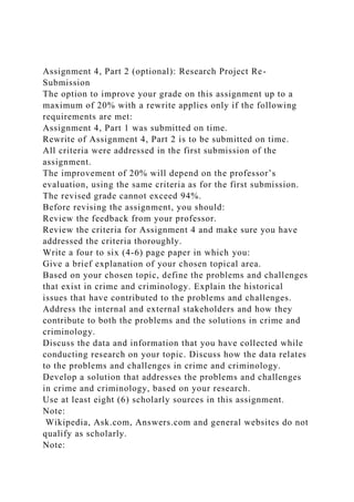 Assignment 4, Part 2 (optional) Research Project Re-SubmissionT.docx