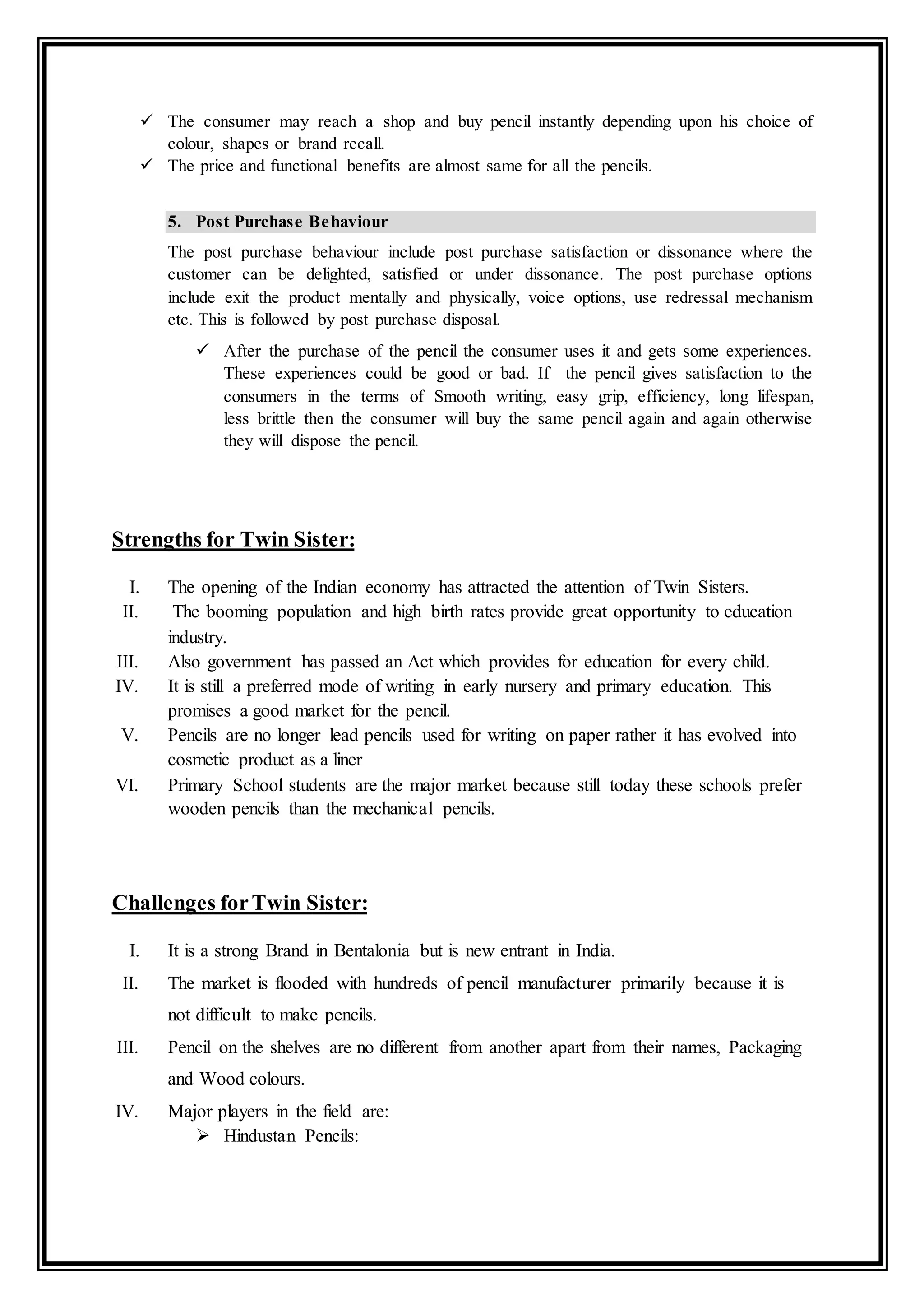 Assignment Twin sister pencil 27.8.2018 | Business | Business and Finance