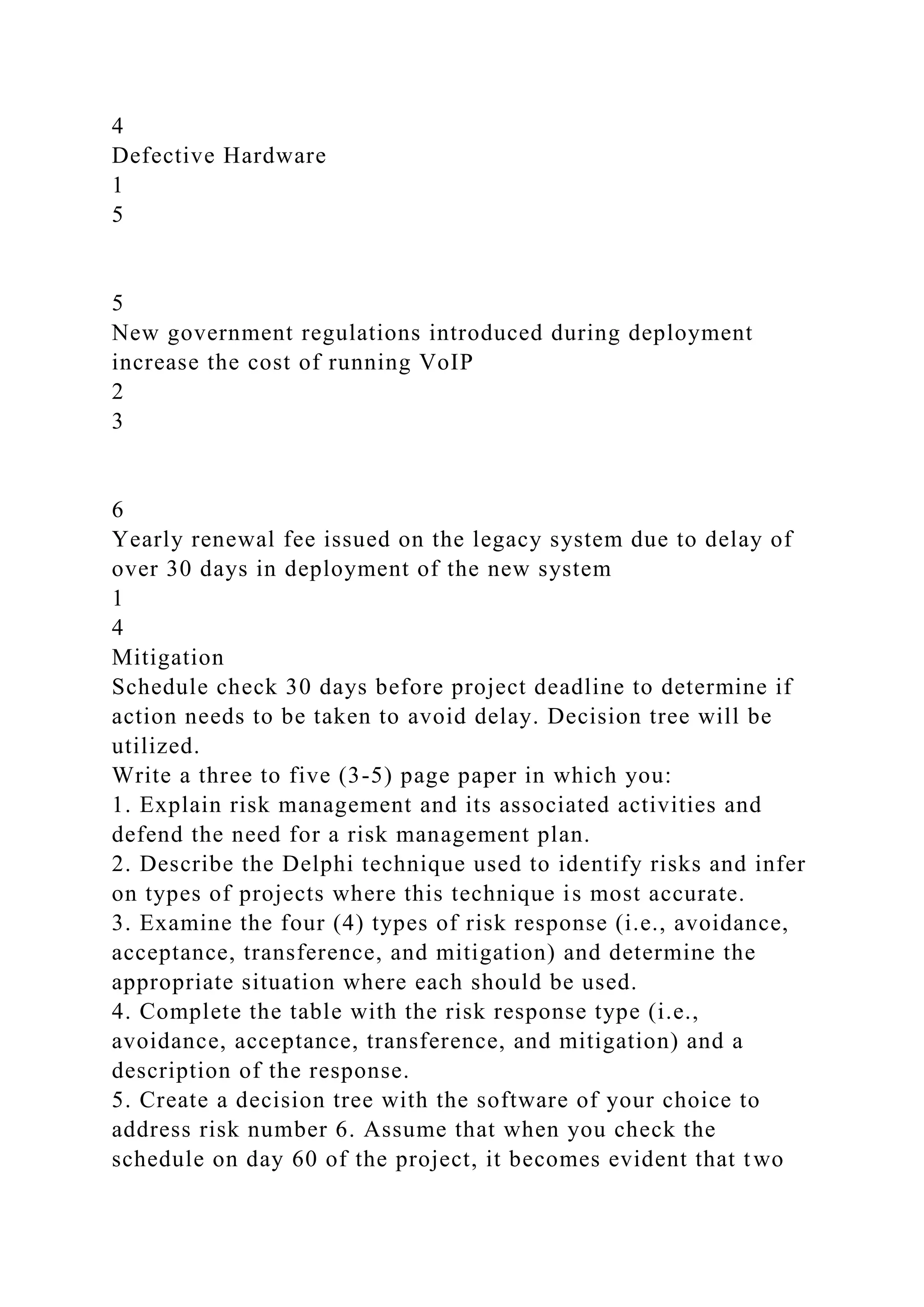 Assignment 4 VoIP Part 4 (Risk Register)Utilizing the Delphi .docx