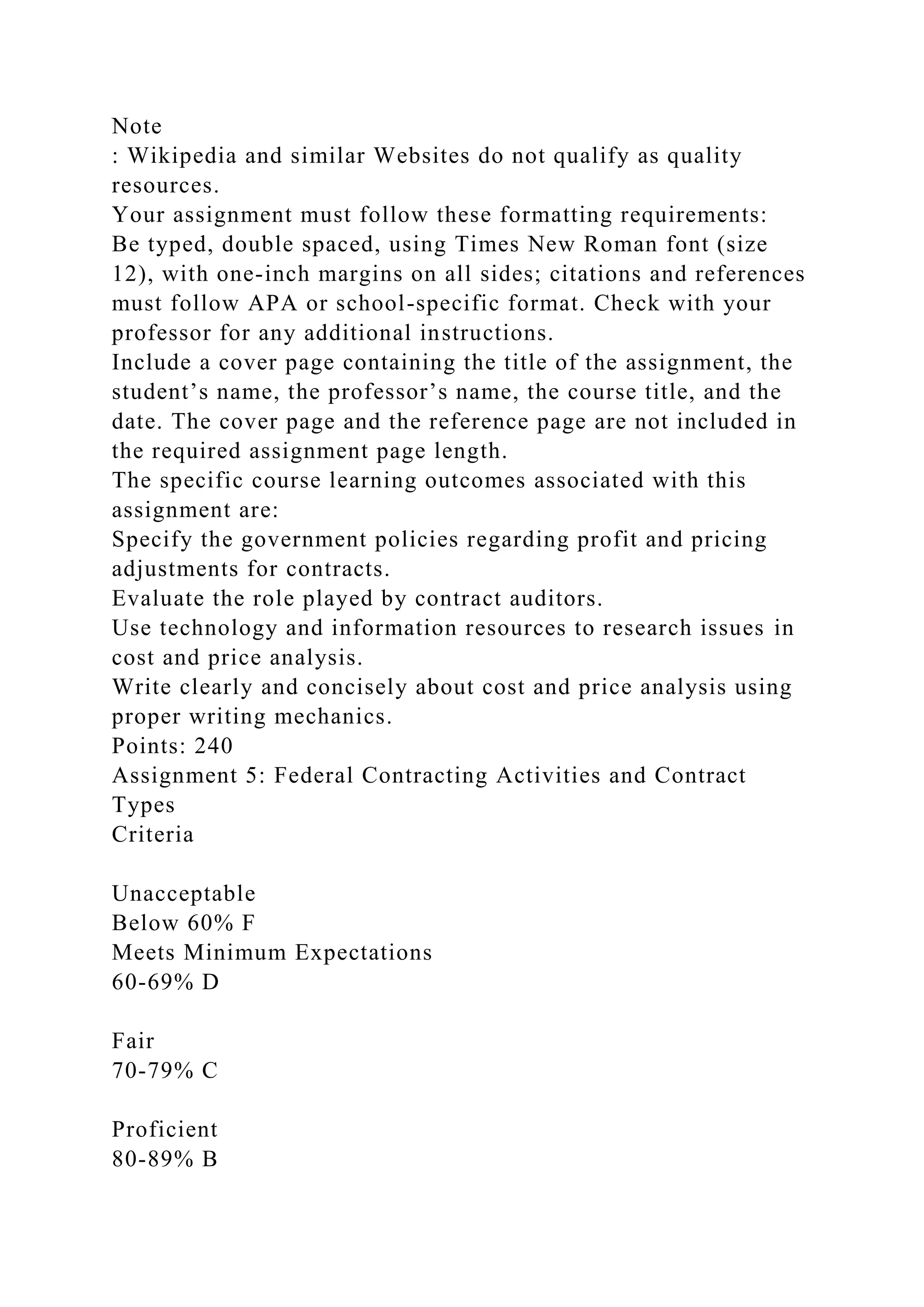 Assignment 5 Federal Contracting Activities and Contract Types Du.docx