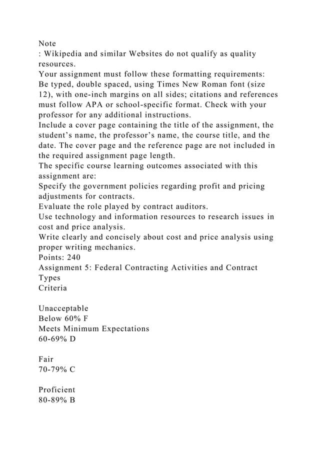 Assignment 5 Federal Contracting Activities and Contract Types Du.docx