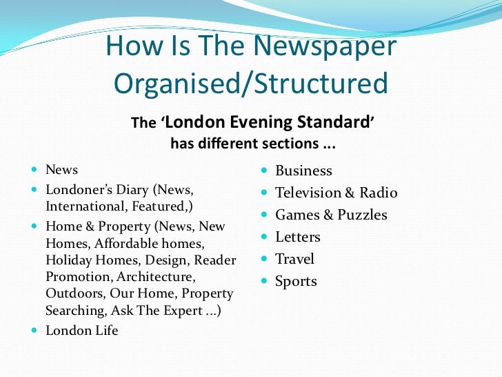 Sections Of A Newspaper