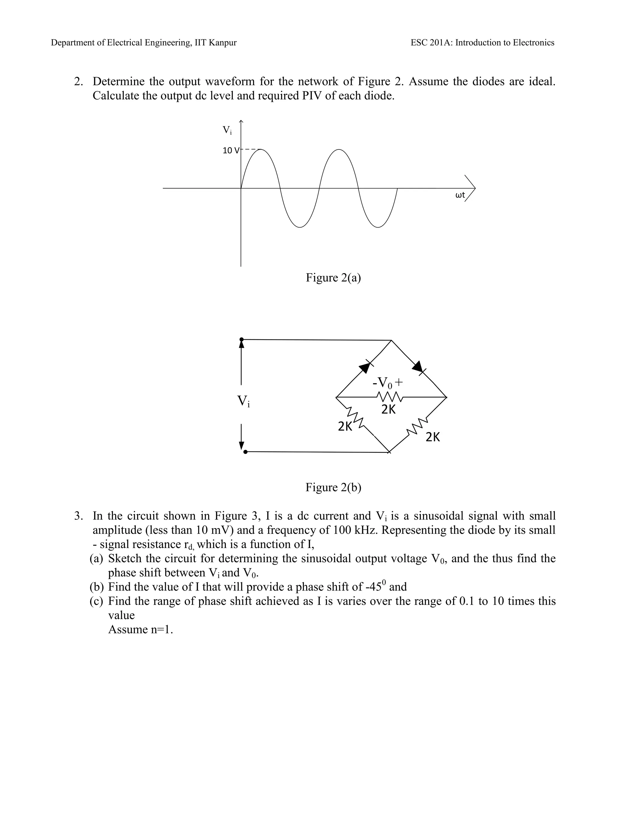 questions on diode analysis: Assignment6 | PDF