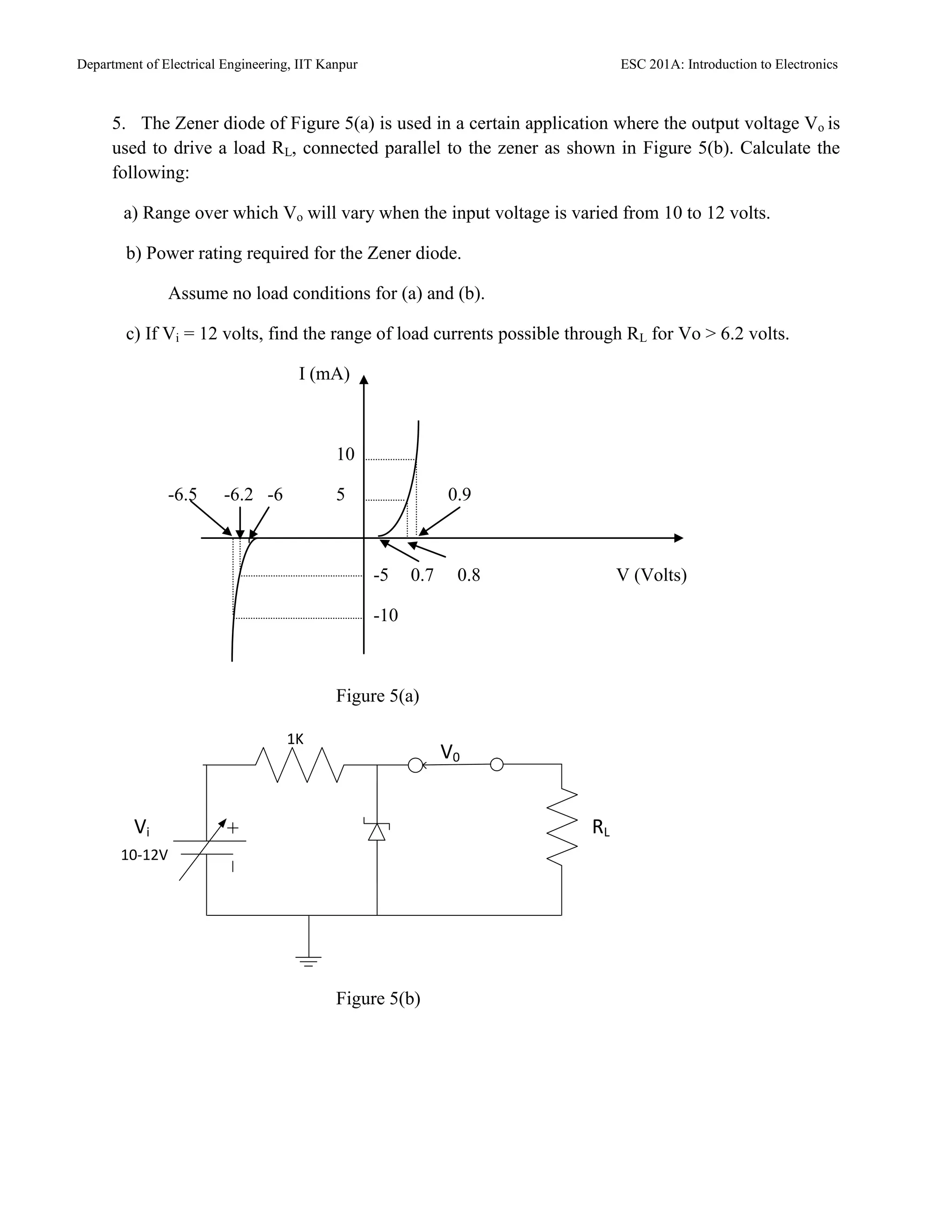 questions on diode analysis: Assignment6 | PDF