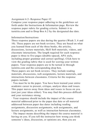 Assignment 6.2- Response Paper #2Compose your response paper adh.docx