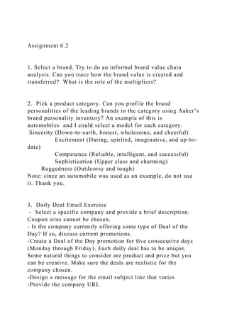 Assignment 6.21. Select a brand. Try to do an informal brand.docx ...