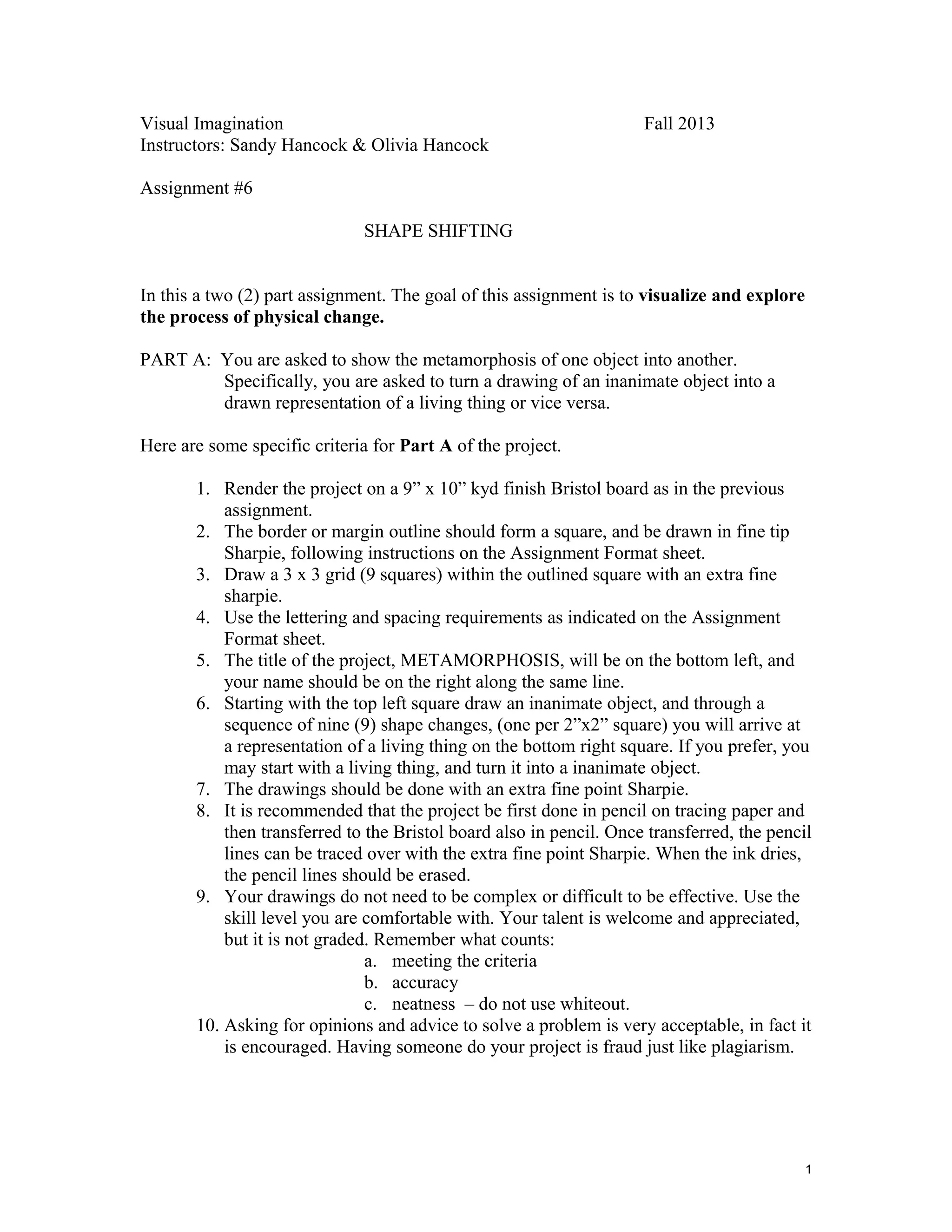 Assignment #6 shape shifting | DOC