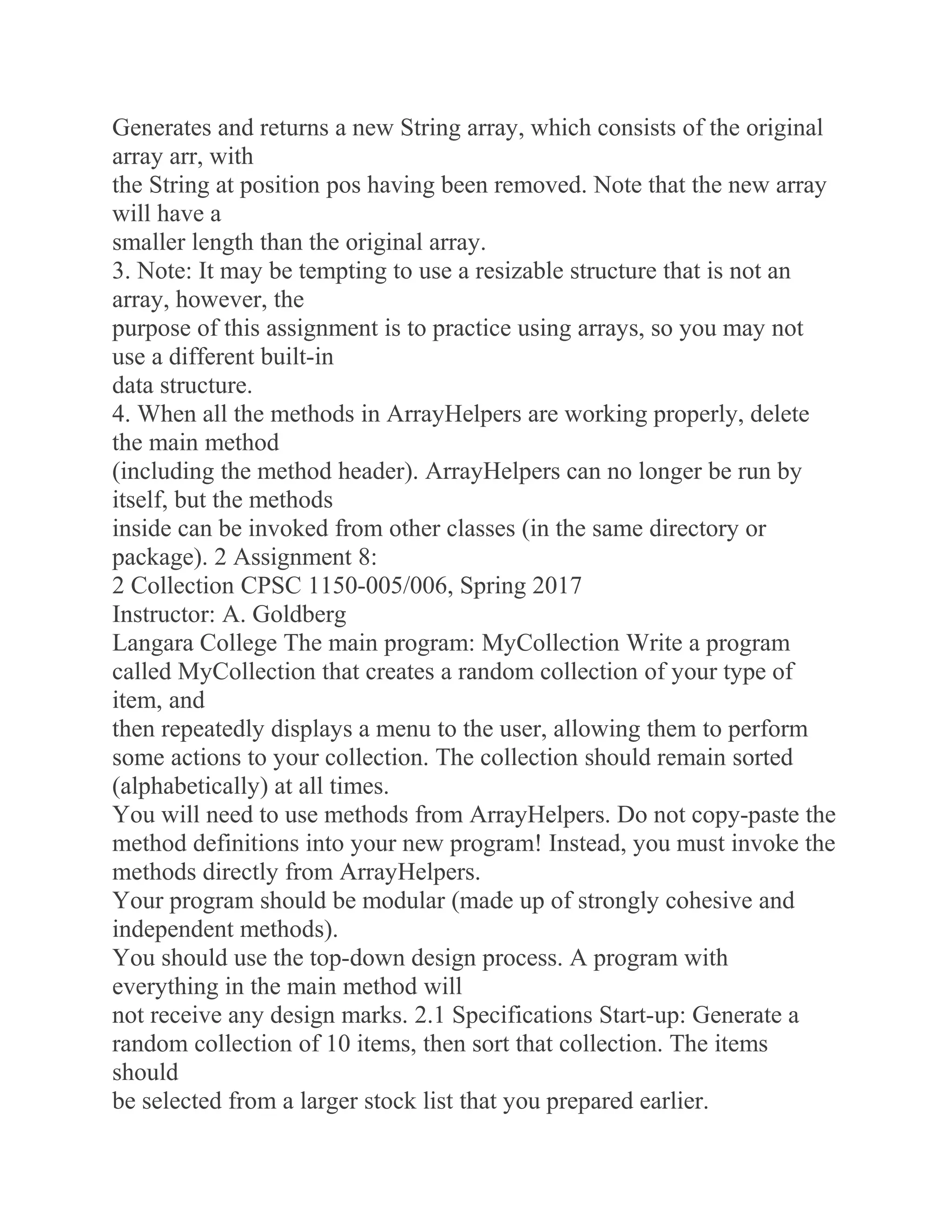 Assignment 8 Using Arrays Tutorialoutlet Pdf