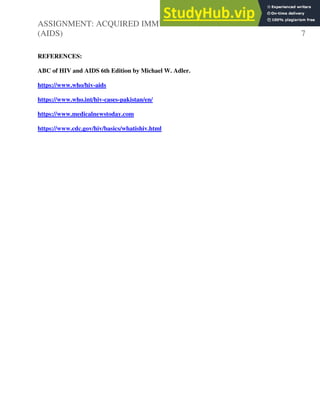 ASSIGNMENT ACQUIRED IMMUNE DEFICIENCY SYNDROME (AIDS) 1 | PDF