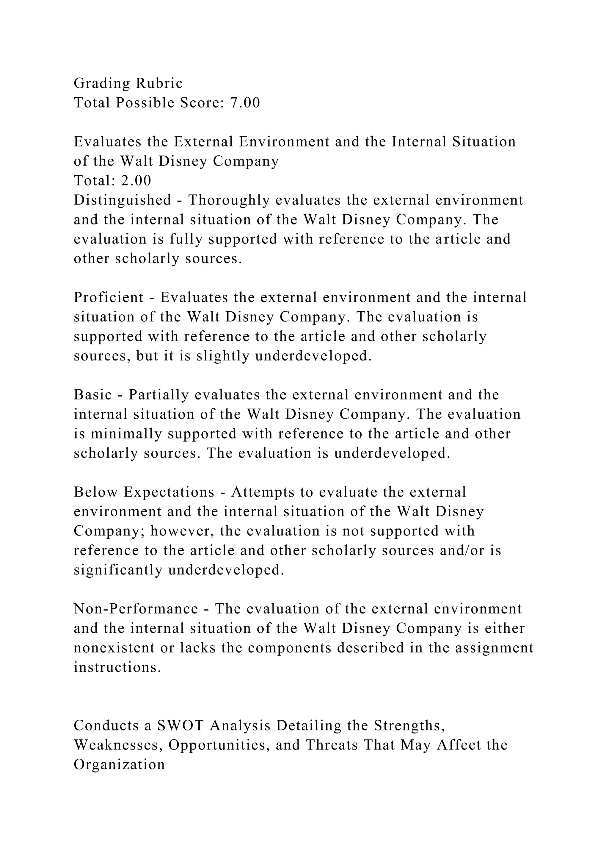 AssignmentAnalysis of the Walt Disney CompanyRead the article,.docx