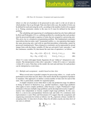 Assignment And Sequencing Models For Thescheduling Of Process Systems ...