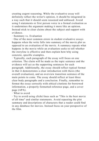 AssignmentAn evaluative essay is a way of taking a thing or id.docx