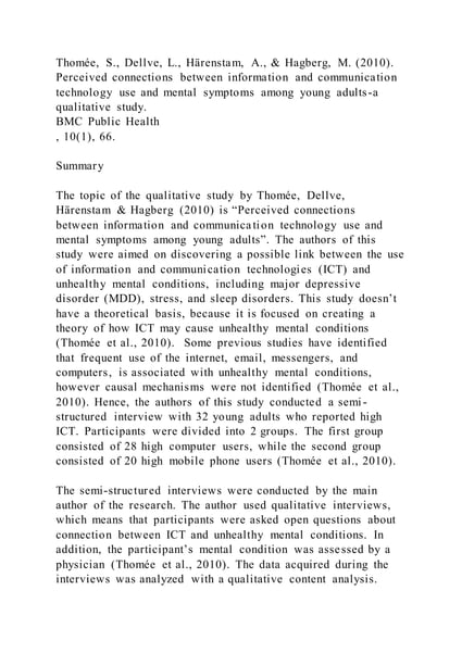 Assignment Annotation Of A Qualitative Research Article Pdf