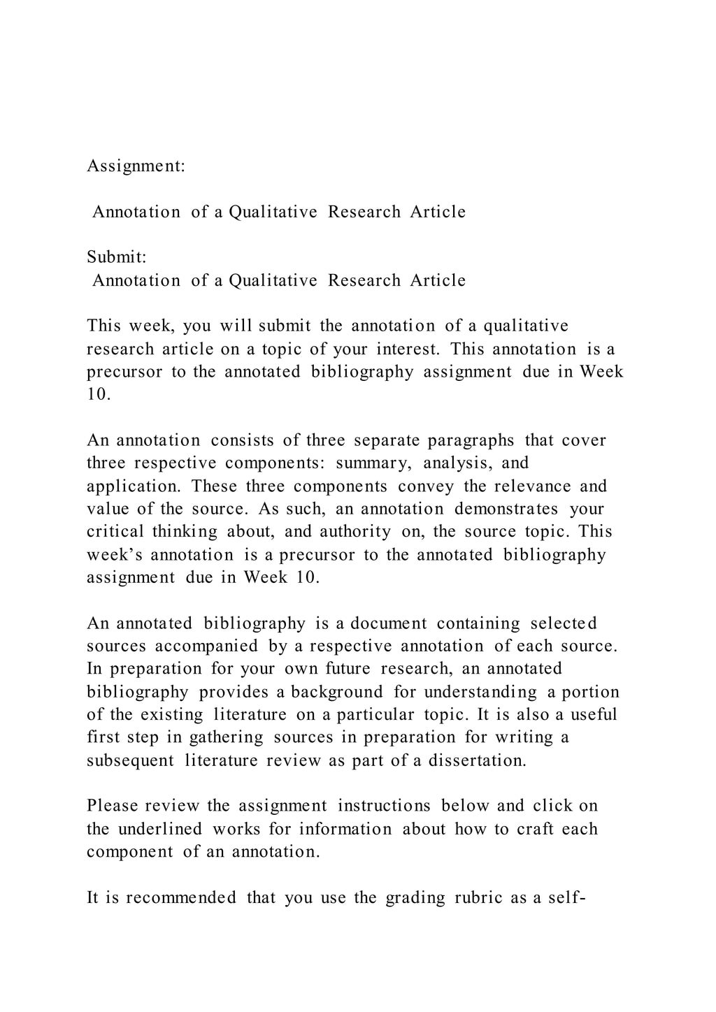 Assignment Annotation of a Qualitative Research Article | PDF
