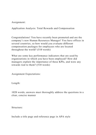 AssignmentApplication Analysis Total Rewards and Compensat.docx