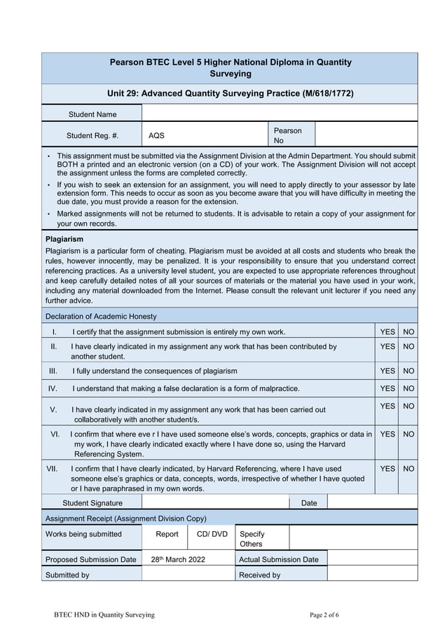Assignment AQSP for B 10.docx | Civil Engineering Industry | Industries