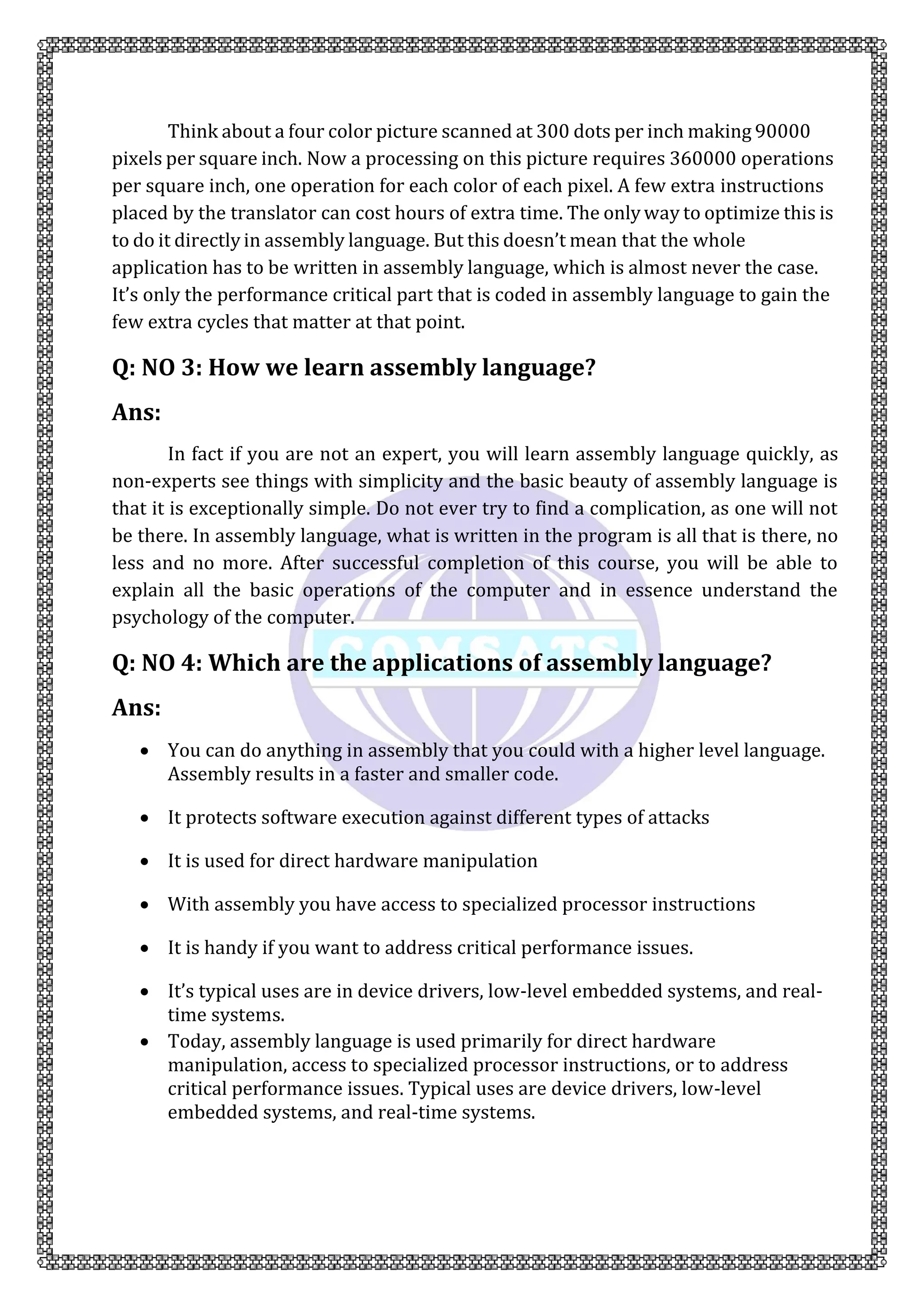 what is assembly language by faisal shahzad | PDF