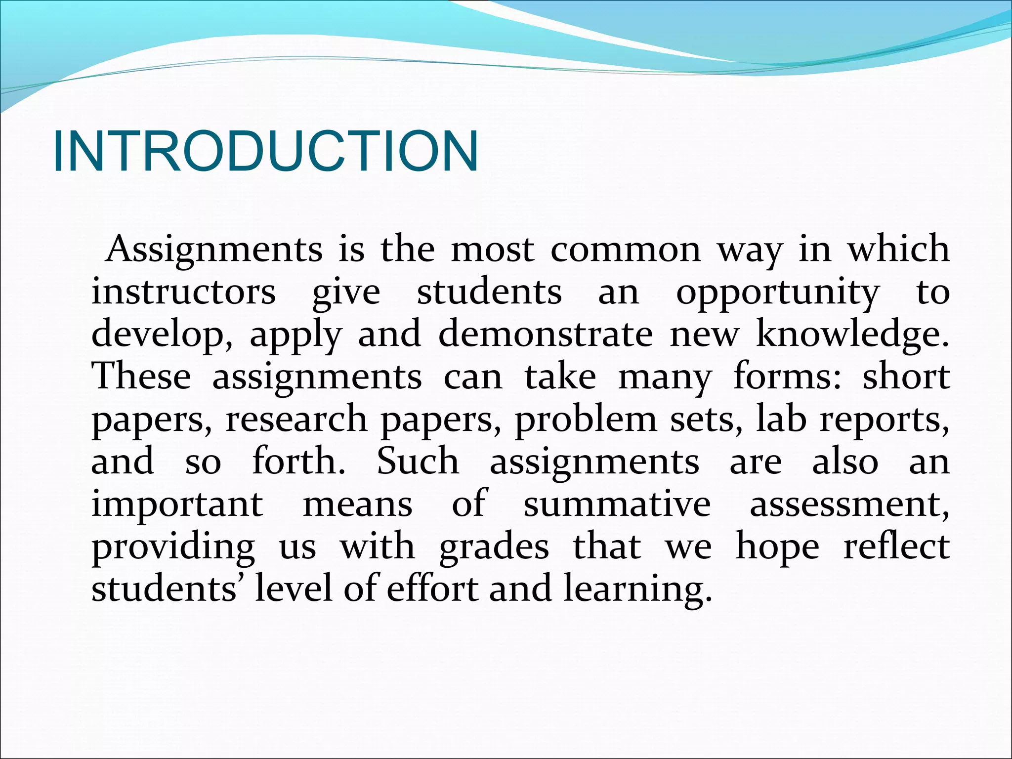 Assignment as teaching aid | PPT