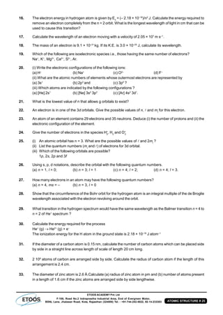 Assignment atomic structure_jh_sir-2611 | PDF