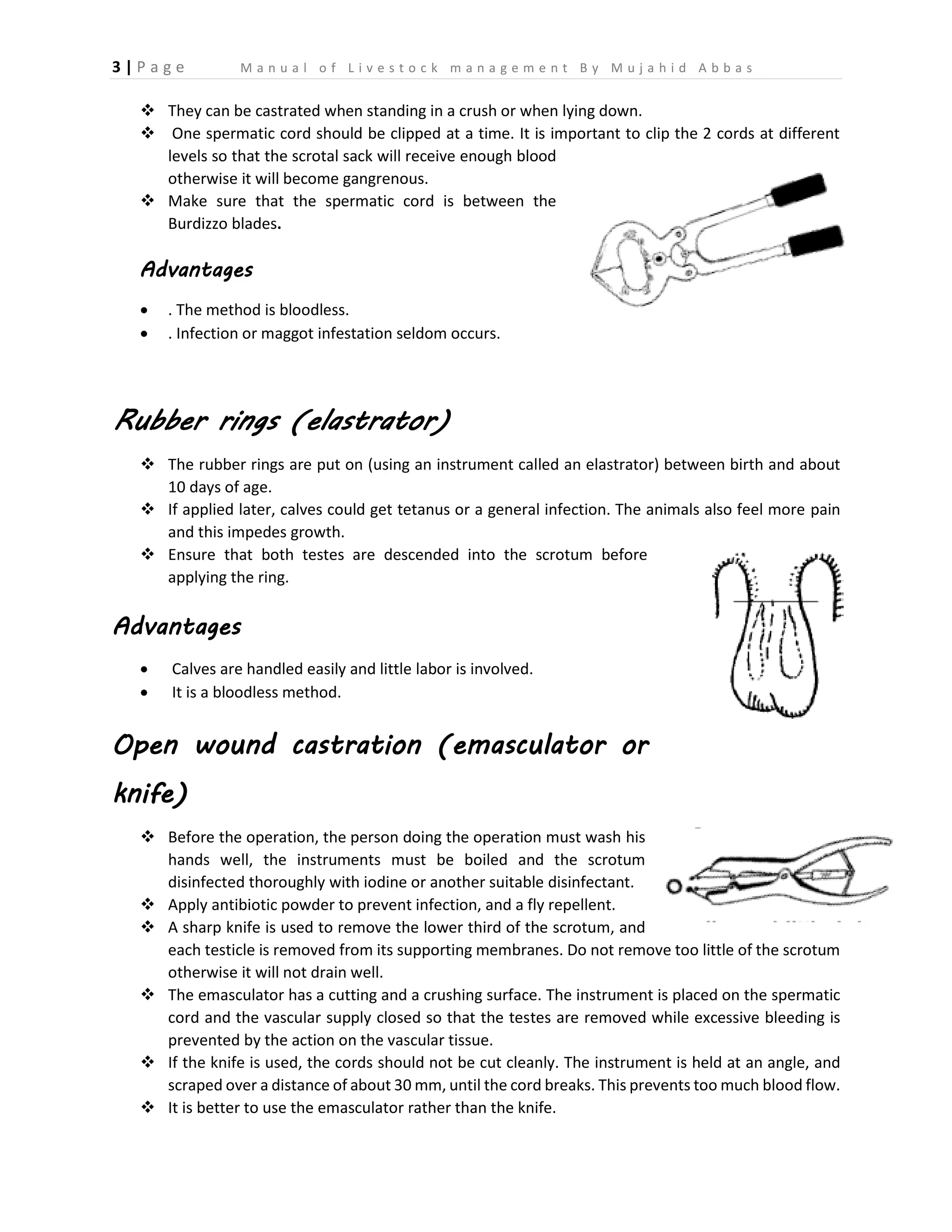 castration , hoof trimming ,milking technique of animal mannual | PDF