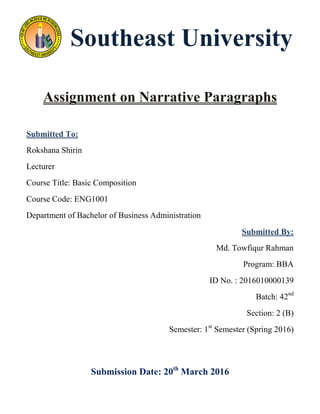 Basic Composition (Narrative Paragraphs) | PDF