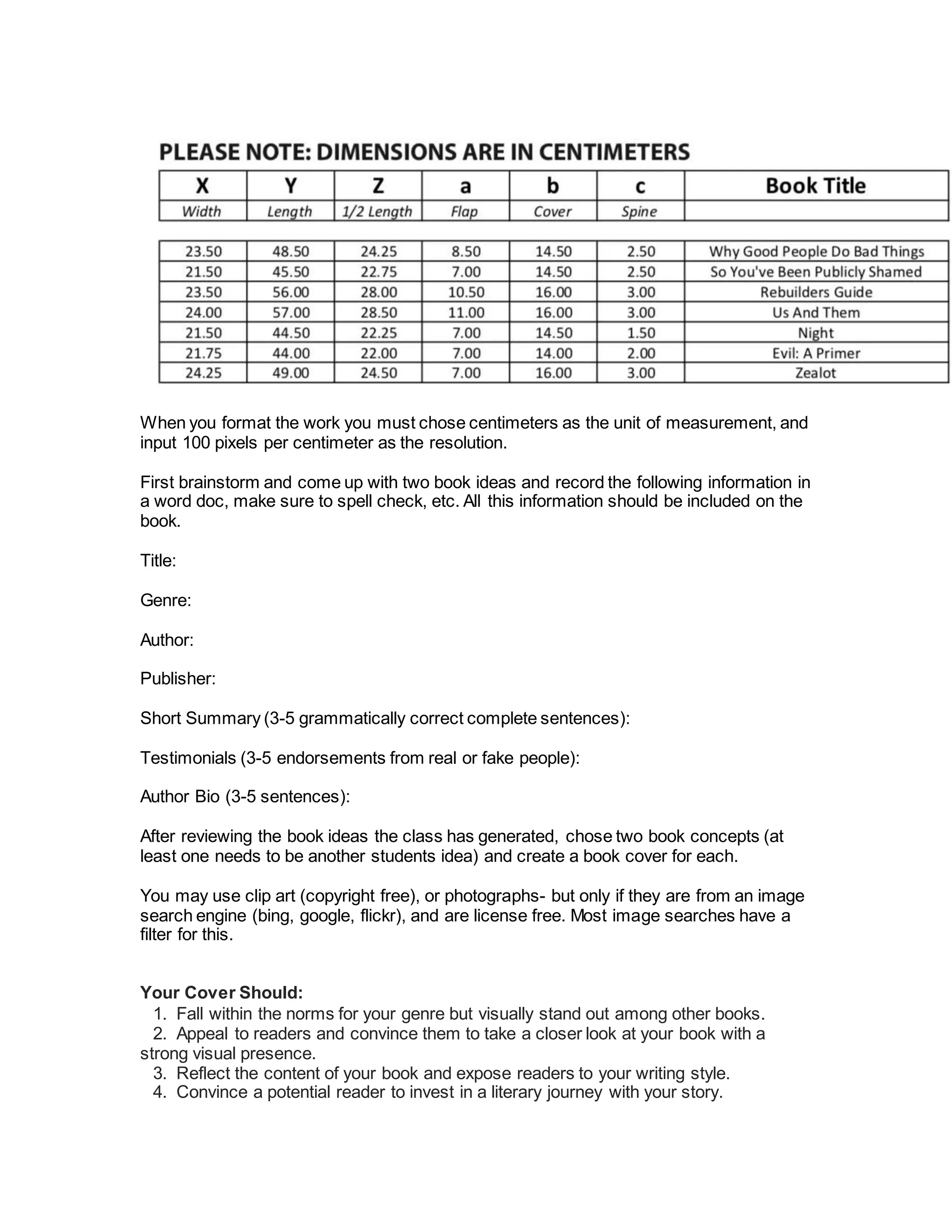 Assignment Book Cover part 2 de Beaufort | DOCX