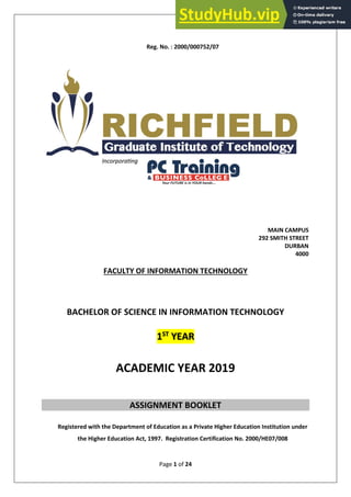 ASSIGNMENT BOOKLET 2019 1ST YEAR (BSc) | PDF