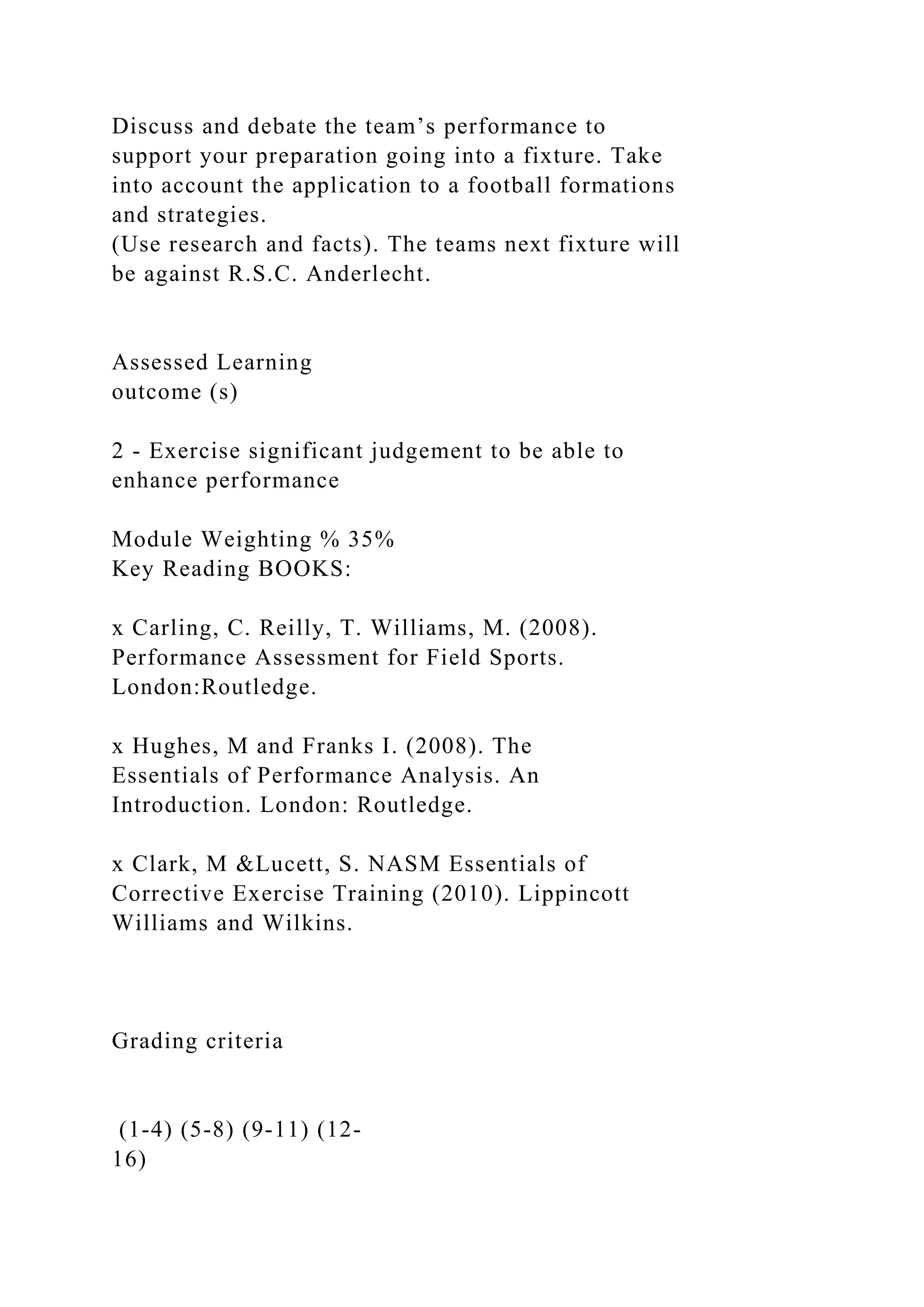 Assignment Breif.pdfAssignment Brief Module Code THF 58 .docx | Soccer ...