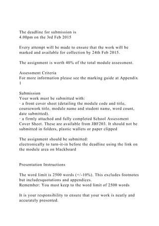 Assignment Brief 201415Assignment DetailsThis assignment .docx
