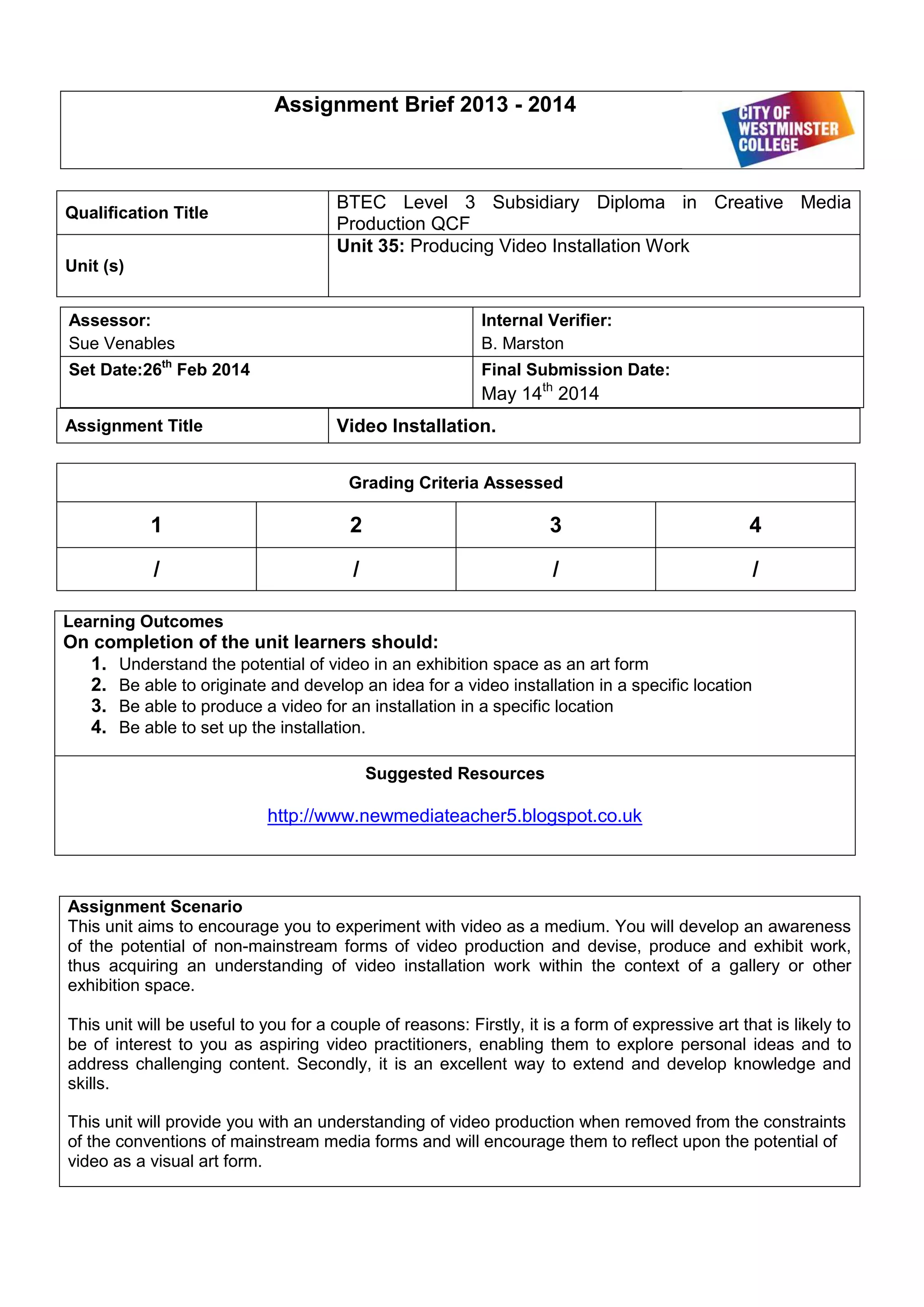 Assignment brief l3 cmp unit 35 new format | DOCX