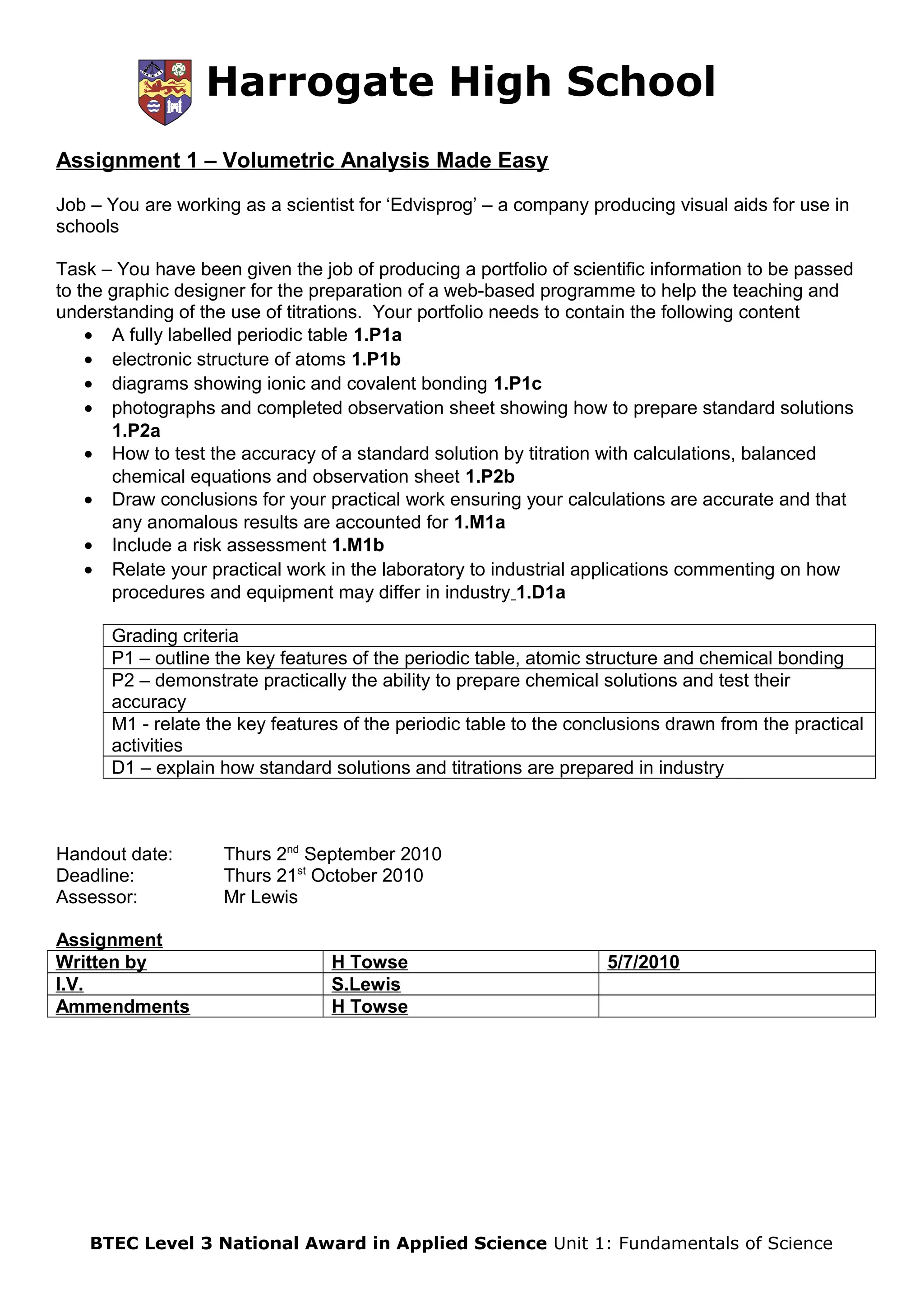 Assignment brief unit_1_fundamentals_of_science_new | DOC