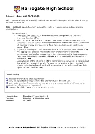Assignment brief unit_1_fundamentals_of_science_new | DOC